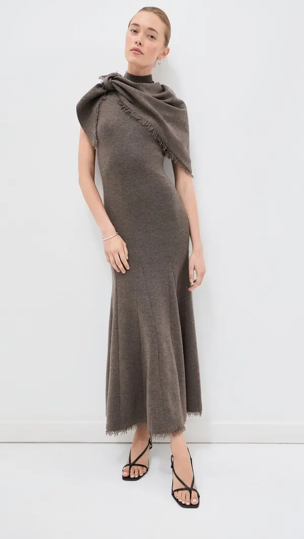 Monse Fringe Hem Sleeveless Wool Dress