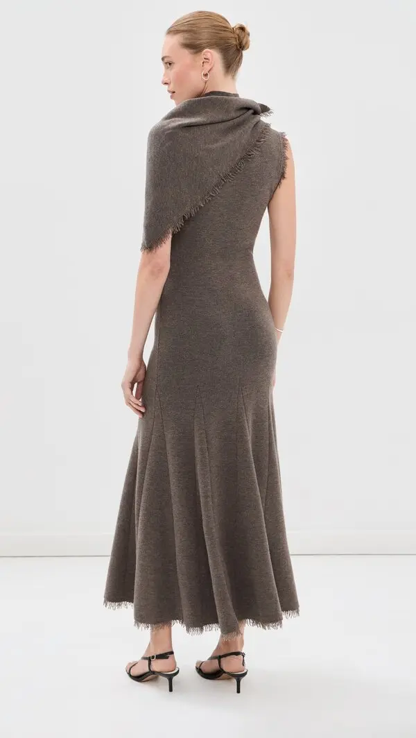 Monse Fringe Hem Sleeveless Wool Dress