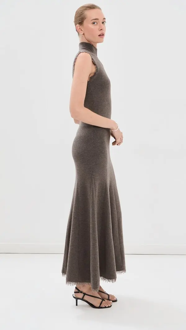 Monse Fringe Hem Sleeveless Wool Dress