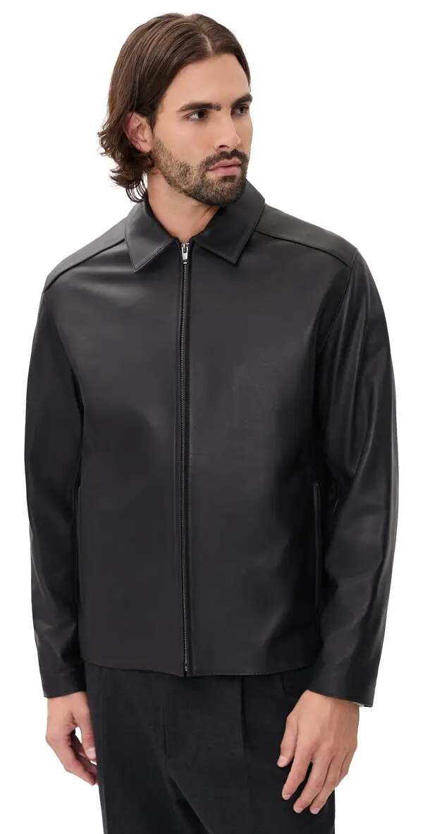 Vince Leather Zip Up Jacket