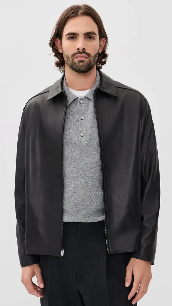 Vince Leather Zip Up Jacket
