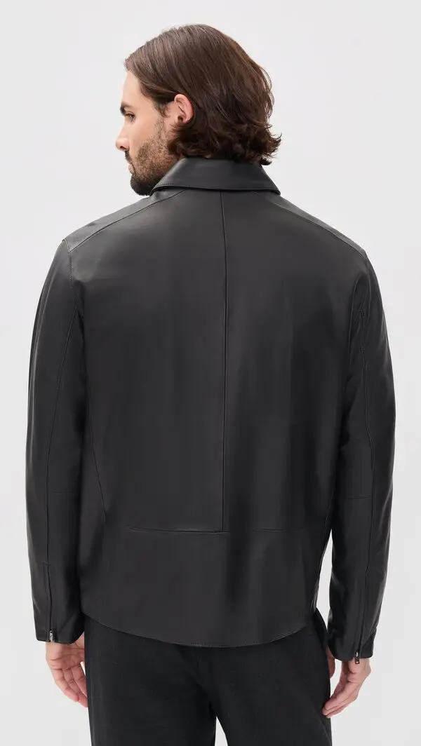 Vince Leather Zip Up Jacket