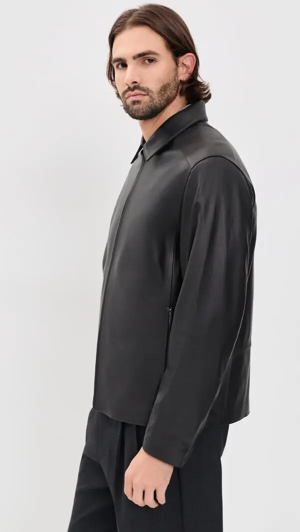 Vince Leather Zip Up Jacket