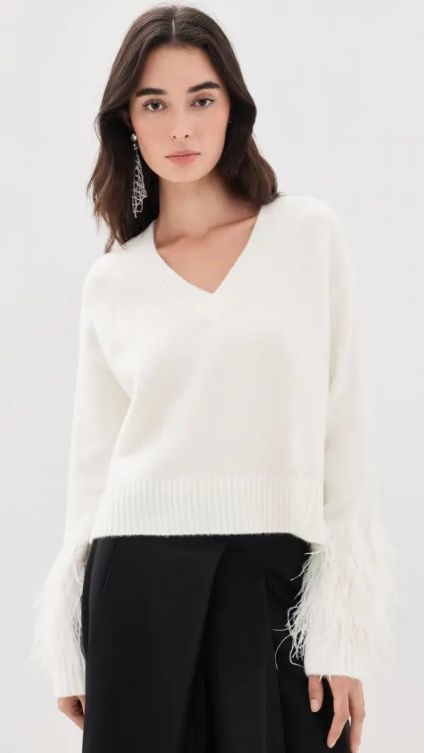 Cinq À Sept Brianne Feather V Neck Pullover