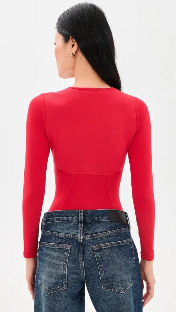 FLEUR DU MAL Cotton Scoop Neck Thong Bodysuit