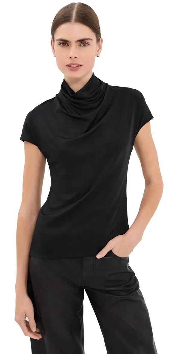 Another Tomorrow Fluid Cowl Neck Top