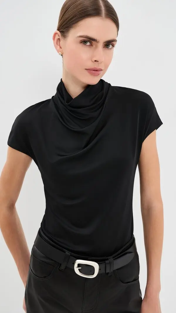 Another Tomorrow Fluid Cowl Neck Top