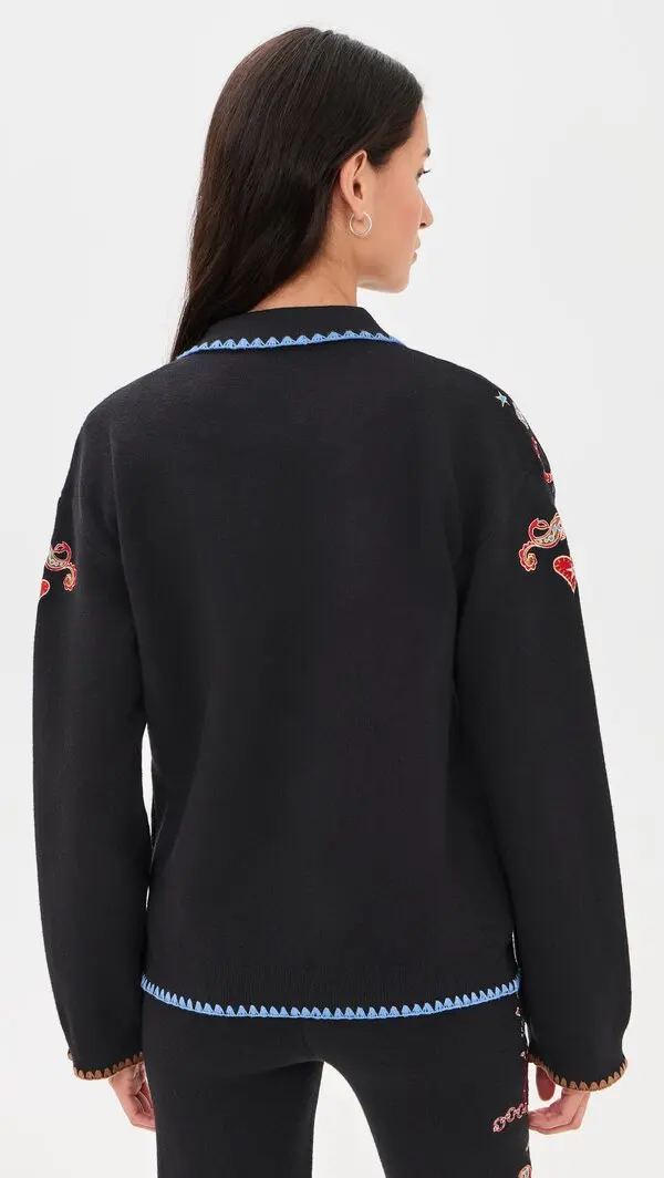 NEVER FULLY DRESSED Embroidered Paisley Cardigan