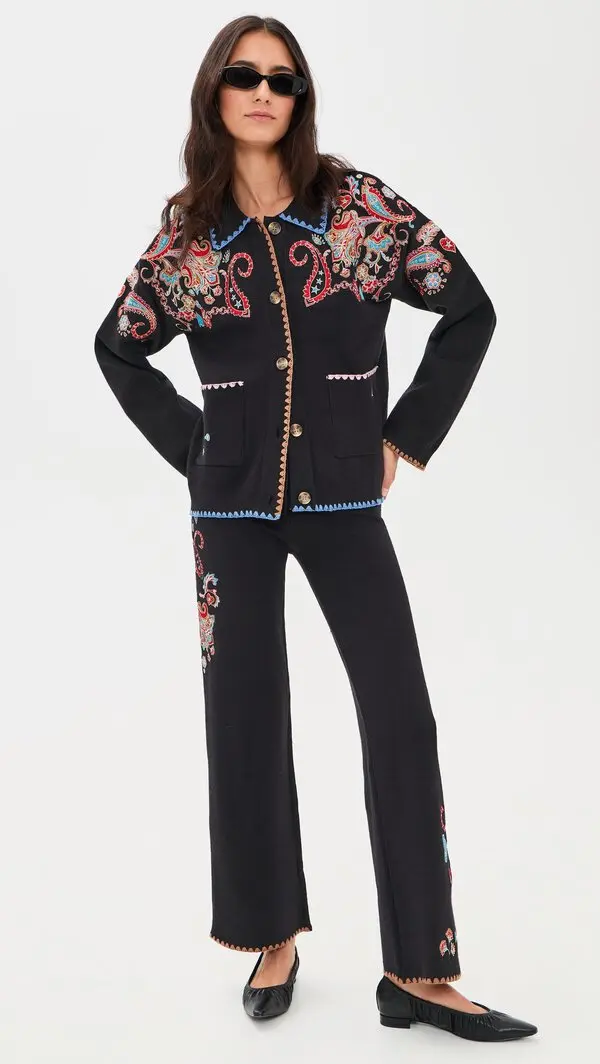 NEVER FULLY DRESSED Embroidered Paisley Cardigan