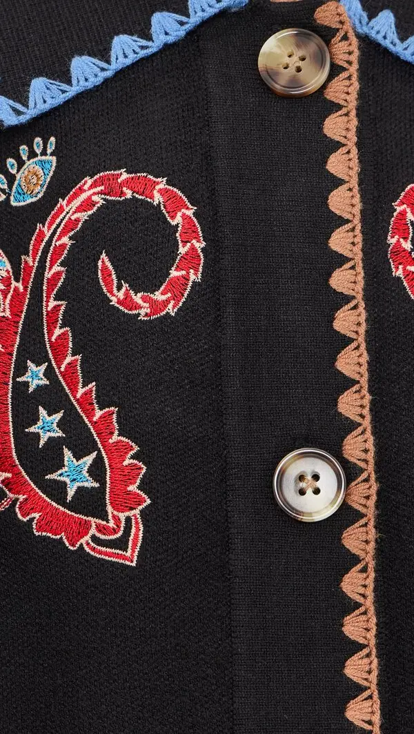 NEVER FULLY DRESSED Embroidered Paisley Cardigan