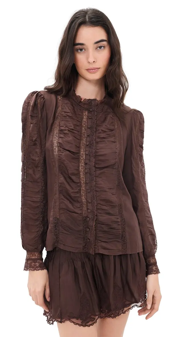 LoveShackFancy Jacque Silk Top