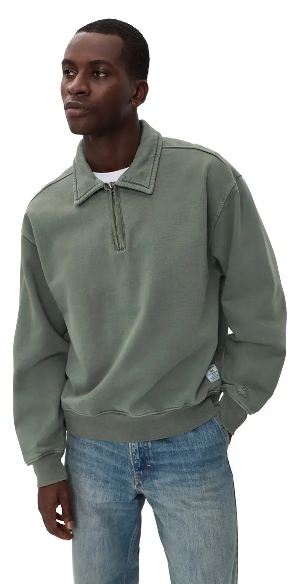 Alpha Industries Washed Essential 1/4 Zip Relaxed Fit Sweatshirt
