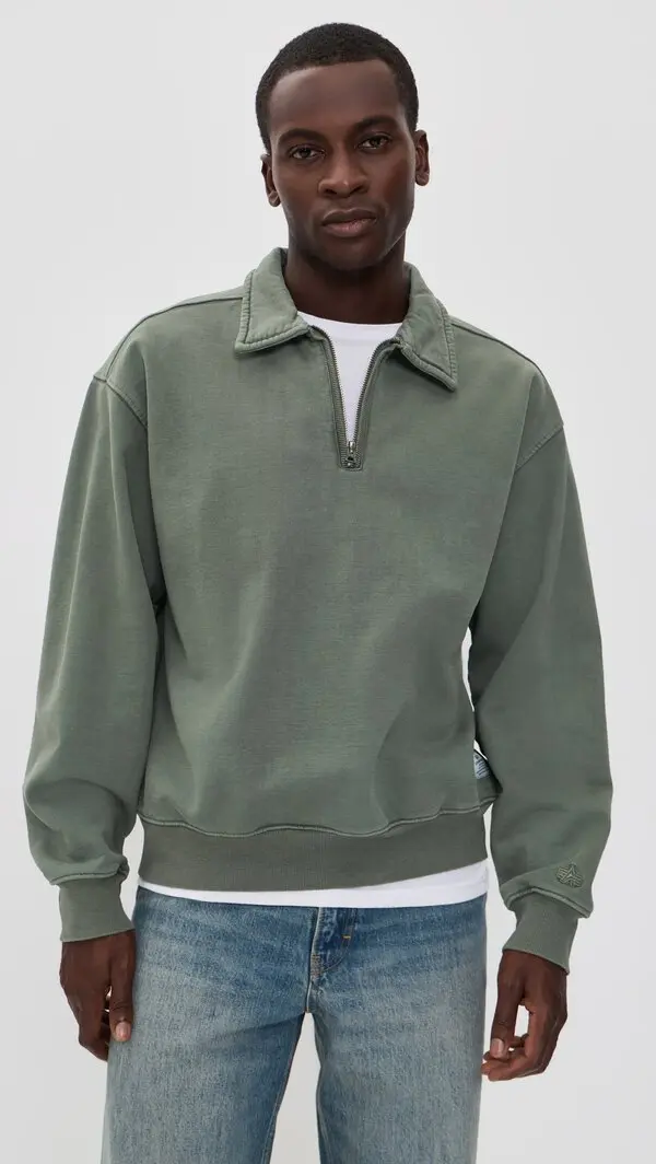 Alpha Industries Washed Essential 1/4 Zip Relaxed Fit Sweatshirt