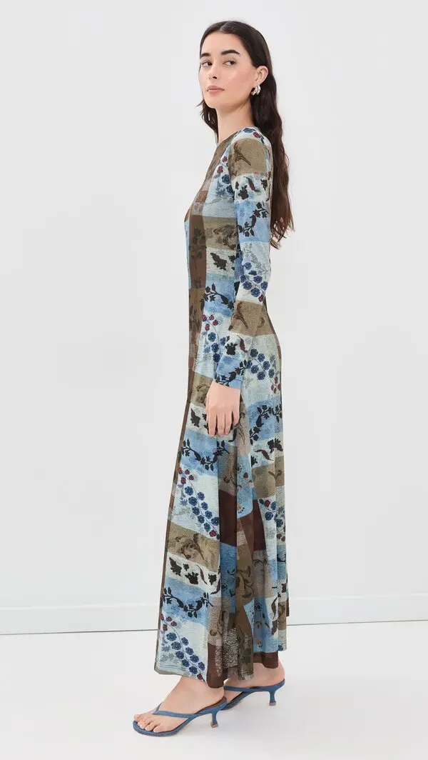 ANOTHER GIRL Patchwork Print Mesh Maxi Dress