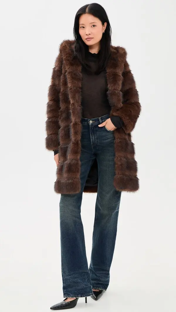 Apparis Marais Mink Hooded Coat