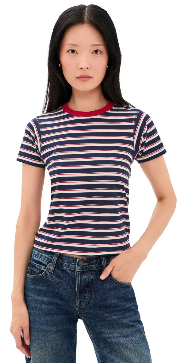 ASHER Amelia Stripe Tee - Red/navy/natural