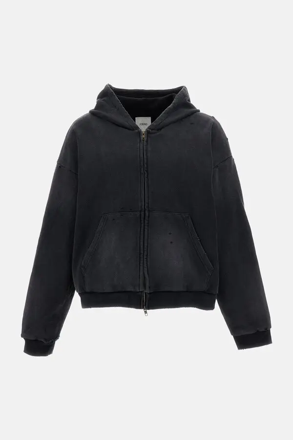 FOUND Felpa Con Cappuccio Con Zip E Fodera Termica Effecto Vissuto