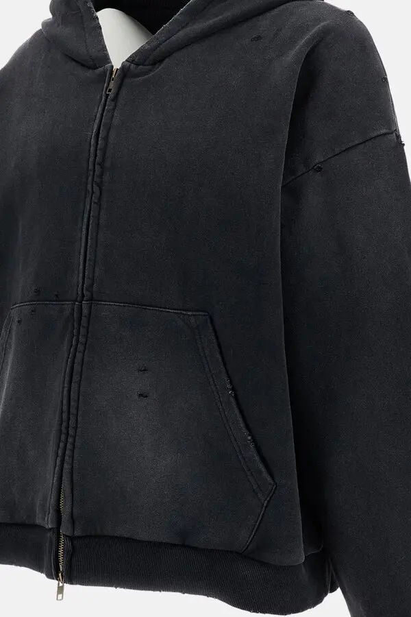 FOUND Felpa Con Cappuccio Con Zip E Fodera Termica Effecto Vissuto