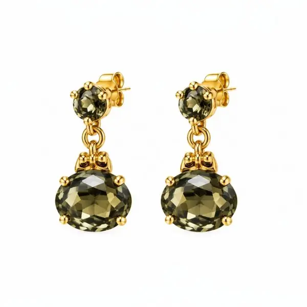 VSTYLE Olive Crystal Drop Earrings