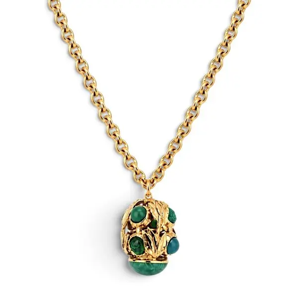 VSTYLE Gold / Green Verdant Garden Sculptural Pendant Necklace