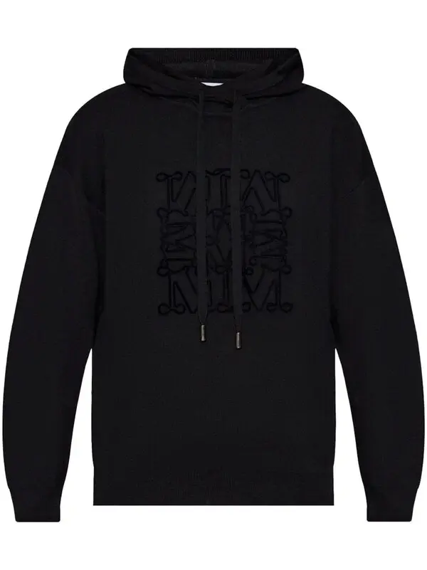 Max Mara Logo Wool Hoodie - Black