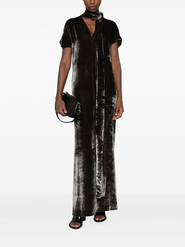 CORTANA Iris Velvet Long Dress - Red
