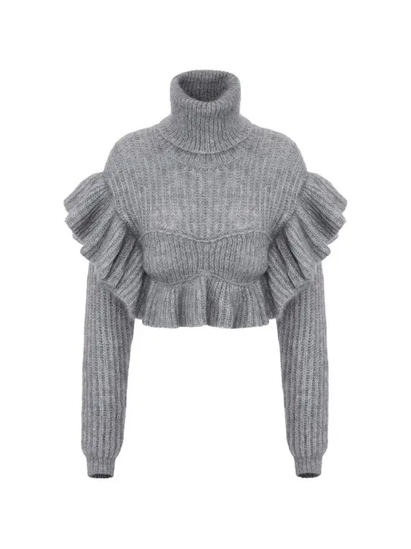 Elisabetta Franchi Wool Blend Turtle-neck Sweater - Grey