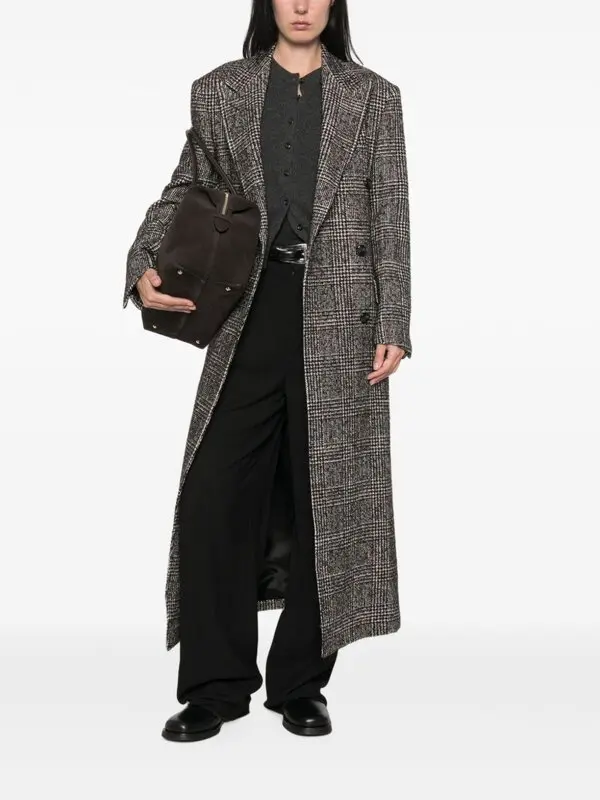 Tagliatore Wool Long Double-breasted Coat - Black