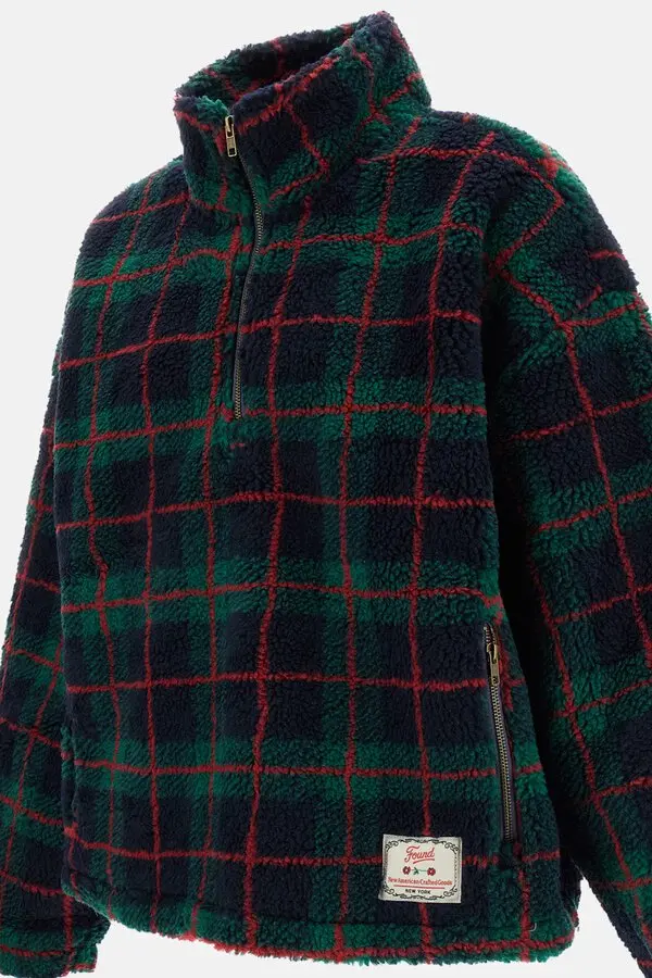 FOUND Maglione In Pile Motivo Plaid