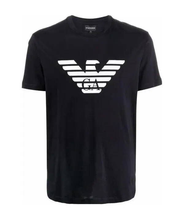 Emporio Armani Logo Printed Crewneck T-shirt - Black