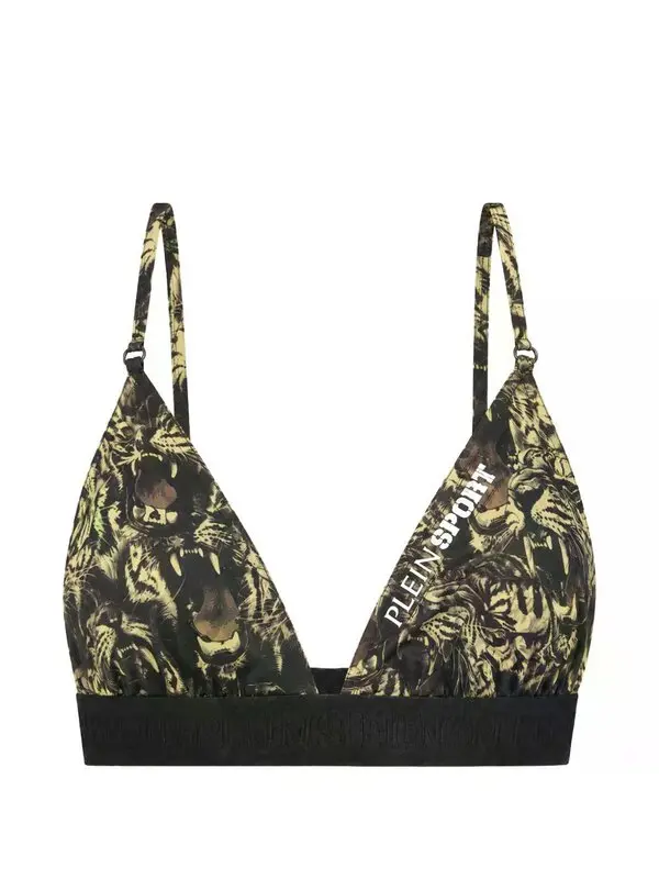 PLEIN SPORT Roar Tiger-print Triangle Bra - Green
