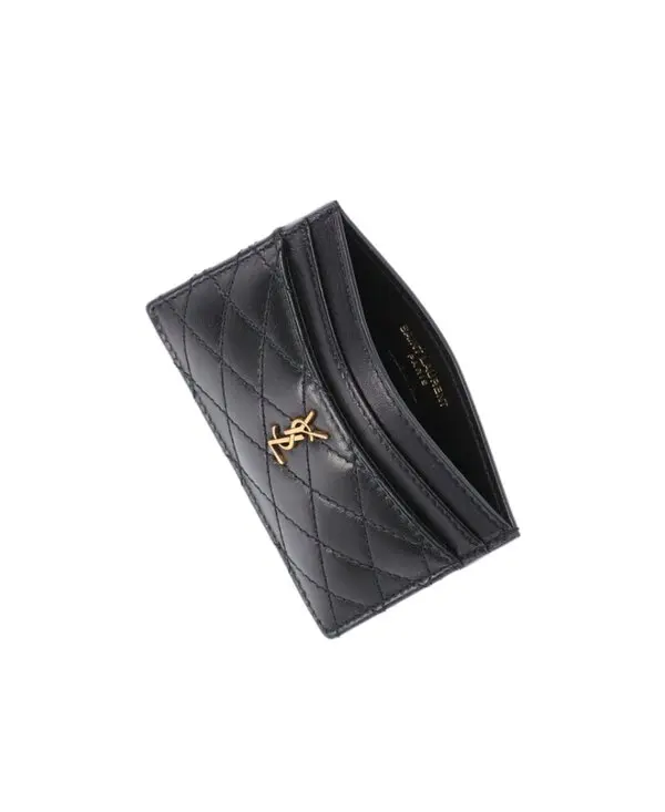 Saint Laurent Logo Plaque Quilted Cardholder