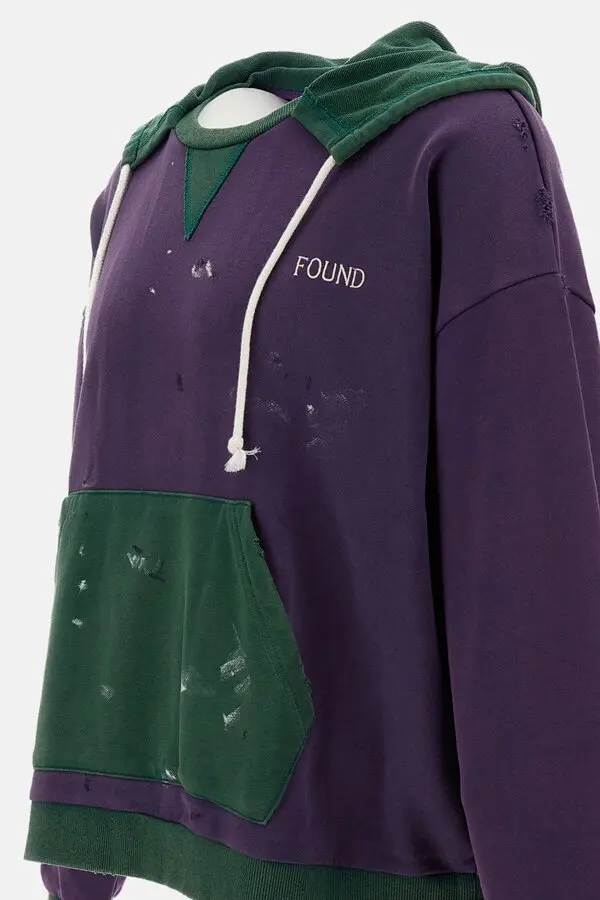 FOUND Felpa Con Cappuccio Due Colori Painter