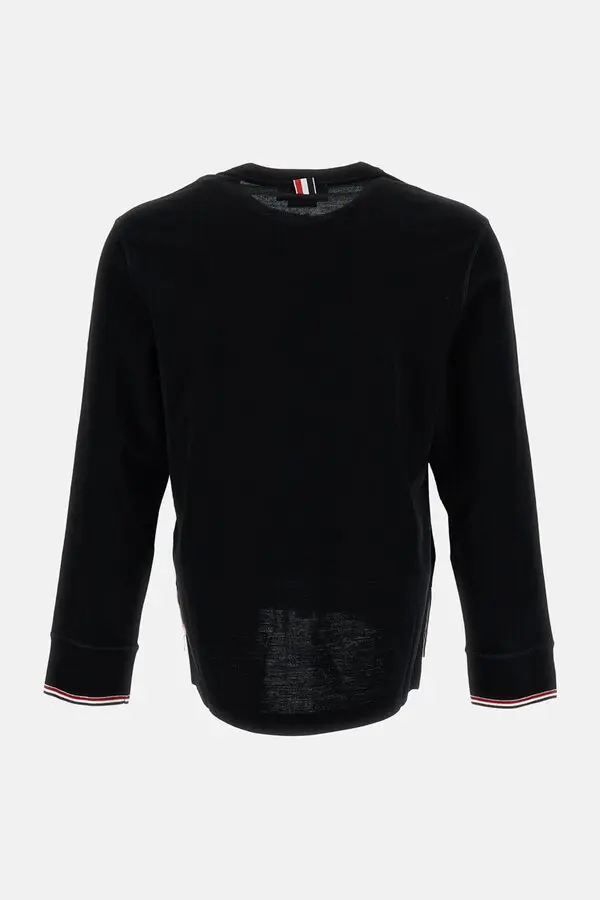 Thom Browne Maglia Henley Girocollo In Misto Lana E Costine