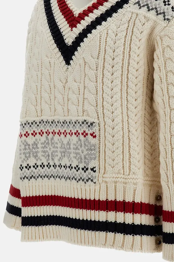 Thom Browne Pullover Cricket Fair Isle In Lana Vergine Merino