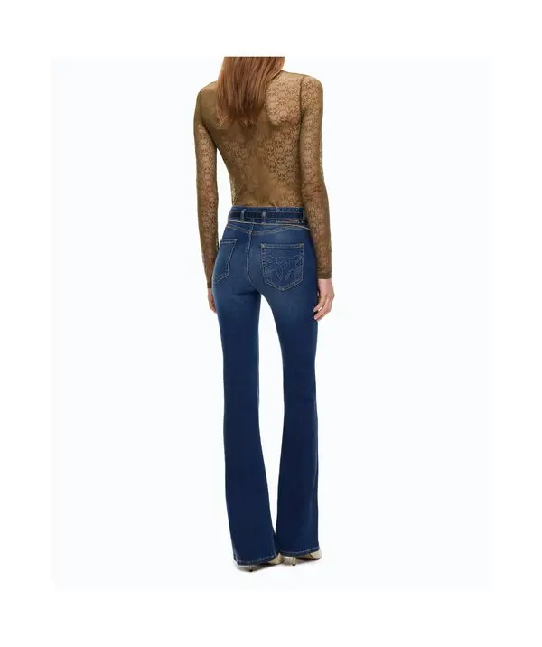 Pinko Love Birds Buckle Flared Jeans - Blue