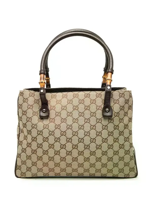 Gucci 2000-2015 Gg Canvas Bamboo Tote Bag
