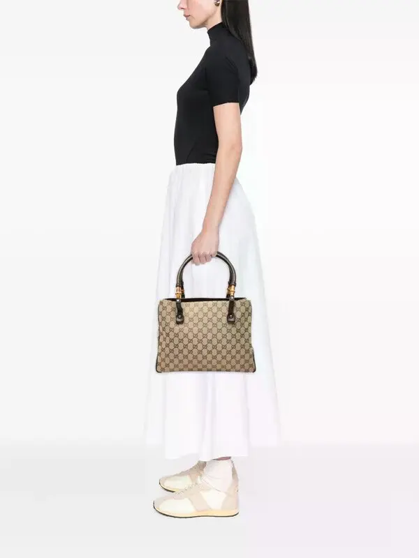 Gucci 2000-2015 Gg Canvas Bamboo Tote Bag