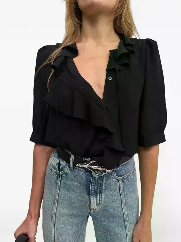 Rodebjer Xilla Ruffled Puff-sleeve Blouse