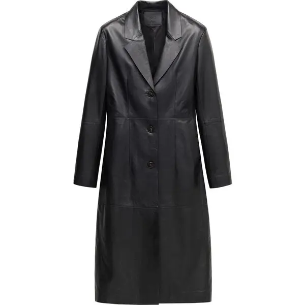Mango Peak Lapel Leather Coat