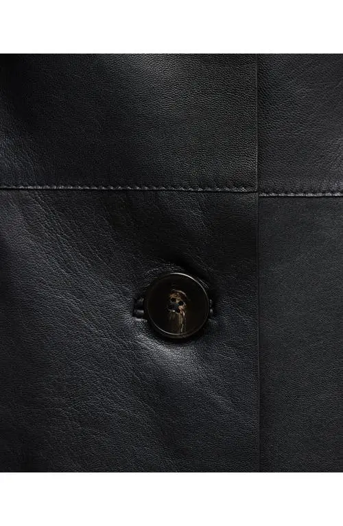 Mango Peak Lapel Leather Coat