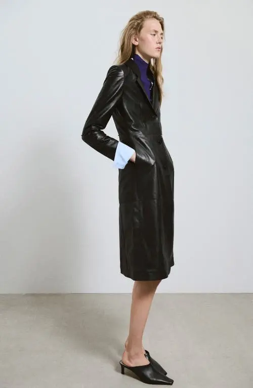 Mango Peak Lapel Leather Coat