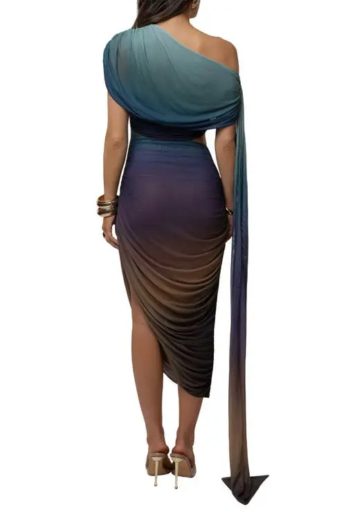JLUXLABEL Aris Cutout Midi Dress - Lunar Shadow