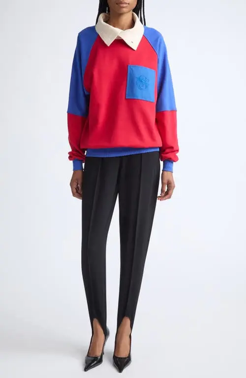 Stella McCartney Smc Crest Panel High Neck Sweatshirt - Blue/red