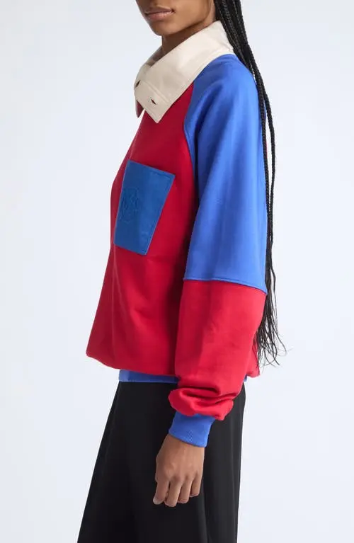 Stella McCartney Smc Crest Panel High Neck Sweatshirt - Blue/red
