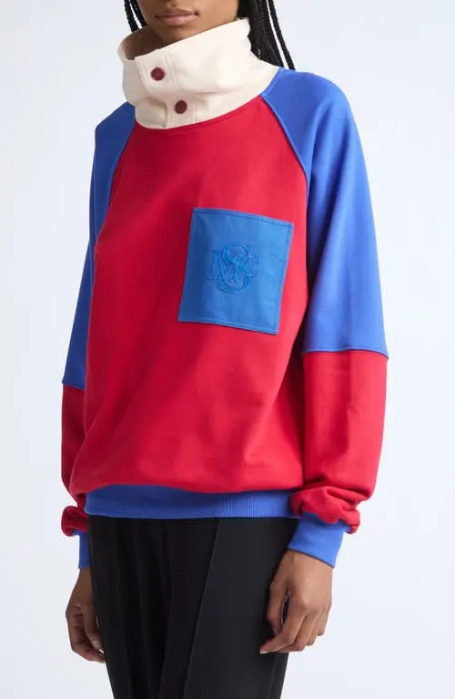 Stella McCartney Smc Crest Panel High Neck Sweatshirt - Blue/red