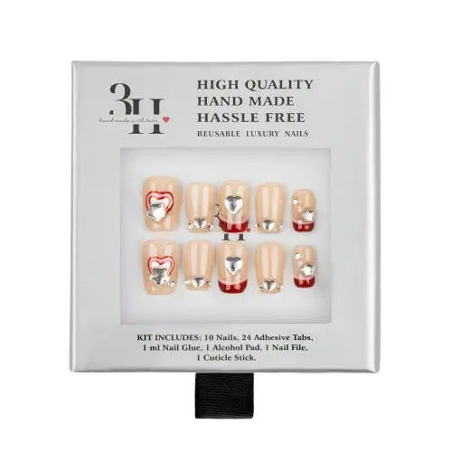 3H NAILS 3h Luxury Hand Made Press On Nails-ruby Bow Charm