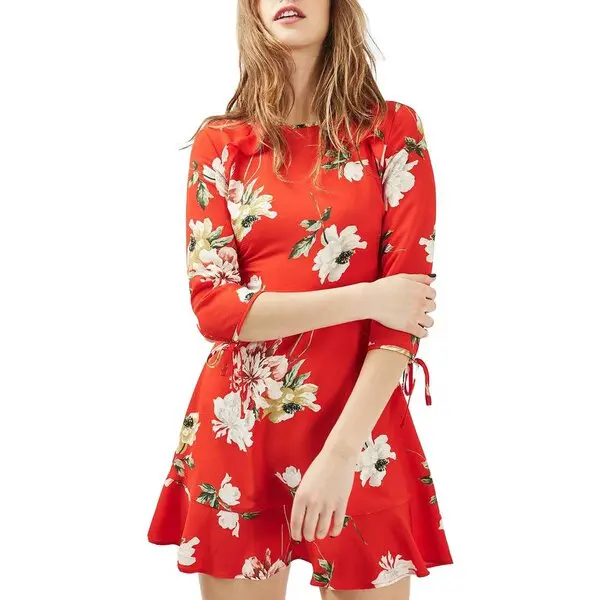 Topshop Ruffle Floral Tea Dress