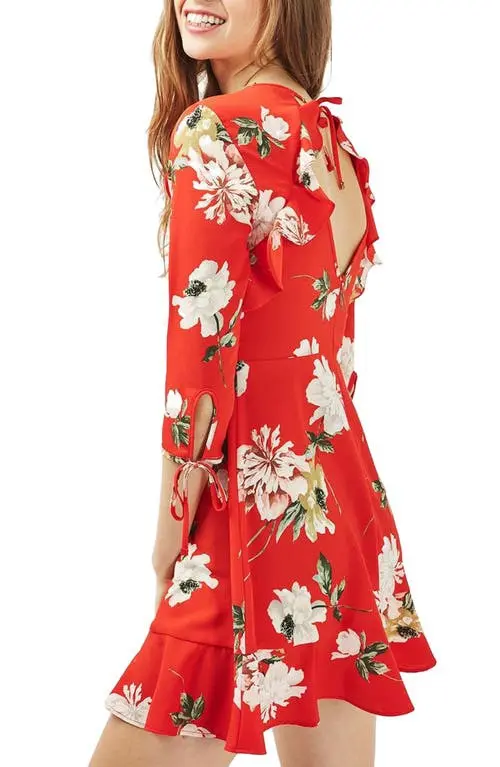 Topshop Ruffle Floral Tea Dress