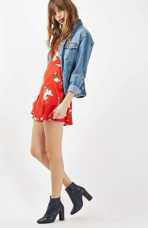 Topshop Ruffle Floral Tea Dress